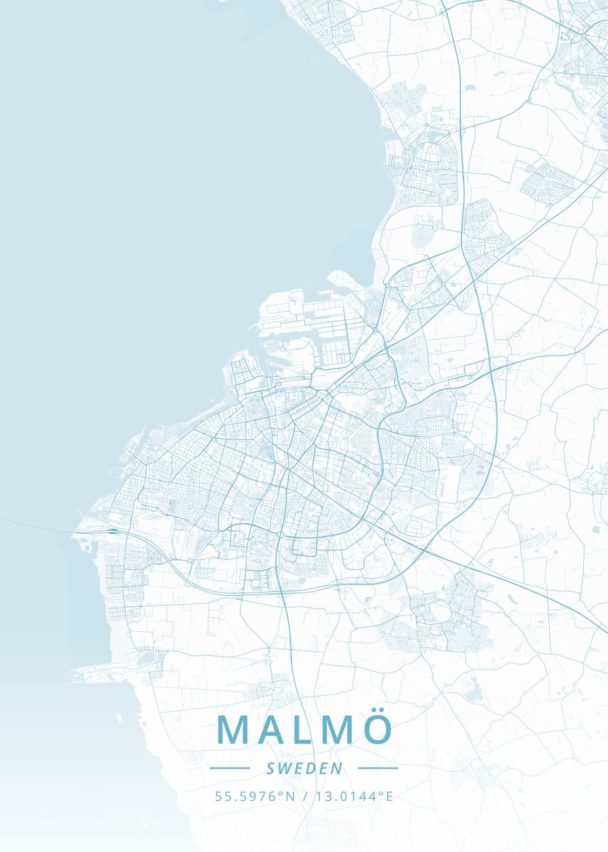 'Malmo Sweden' Poster, picture, metal print, paint by Designer Map Art ...