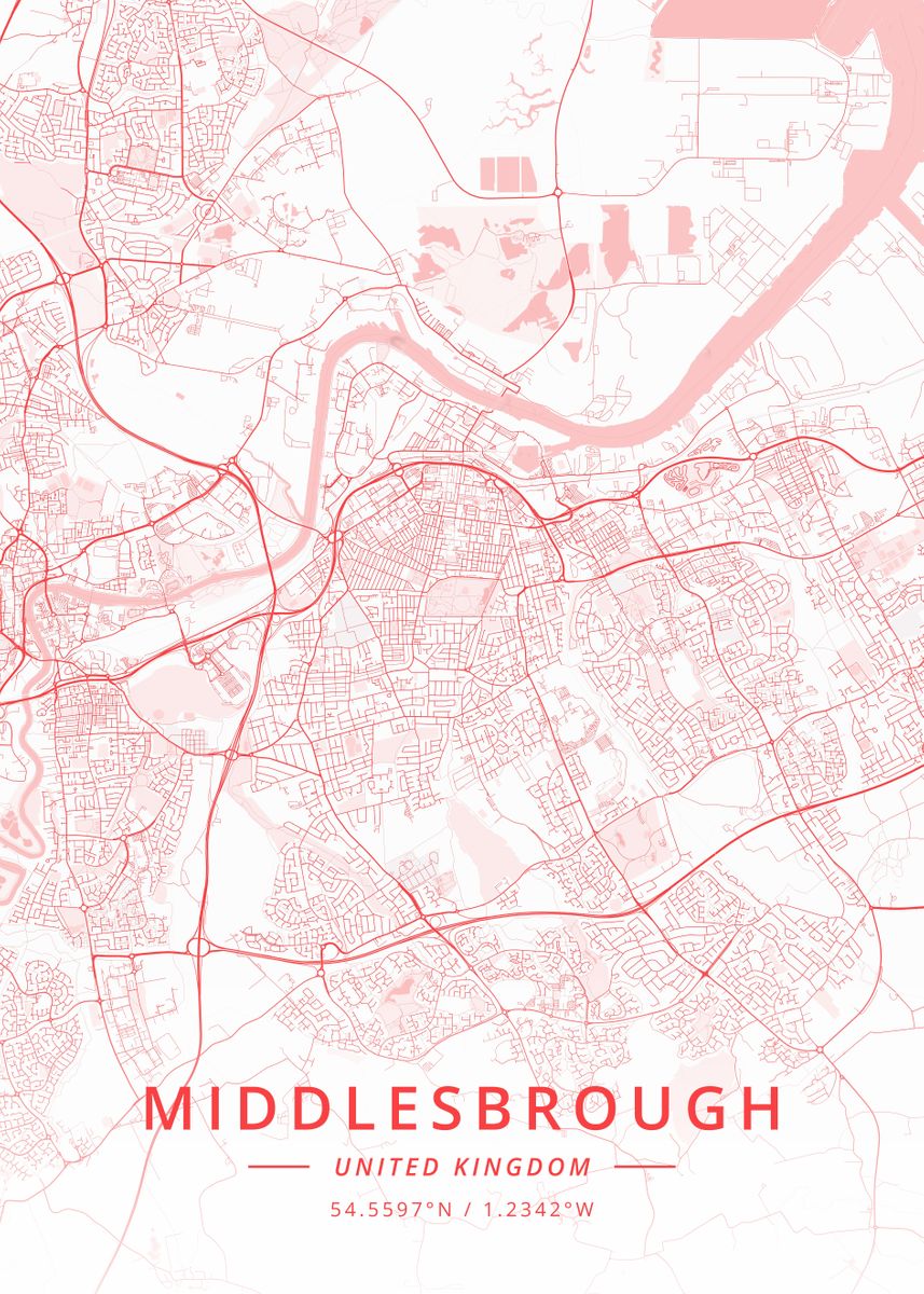 'Middlesbrough UK' Poster by Designer Map Art | Displate