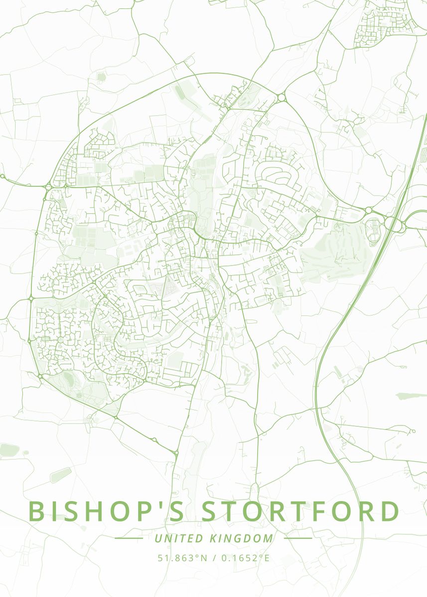'Bishops Stortford UK' Poster by Designer Map Art | Displate