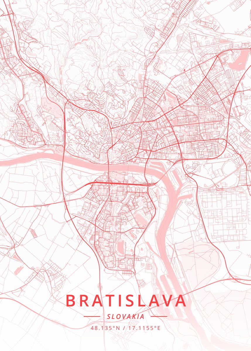'Bratislava Slovakia' Poster by Designer Map Art | Displate