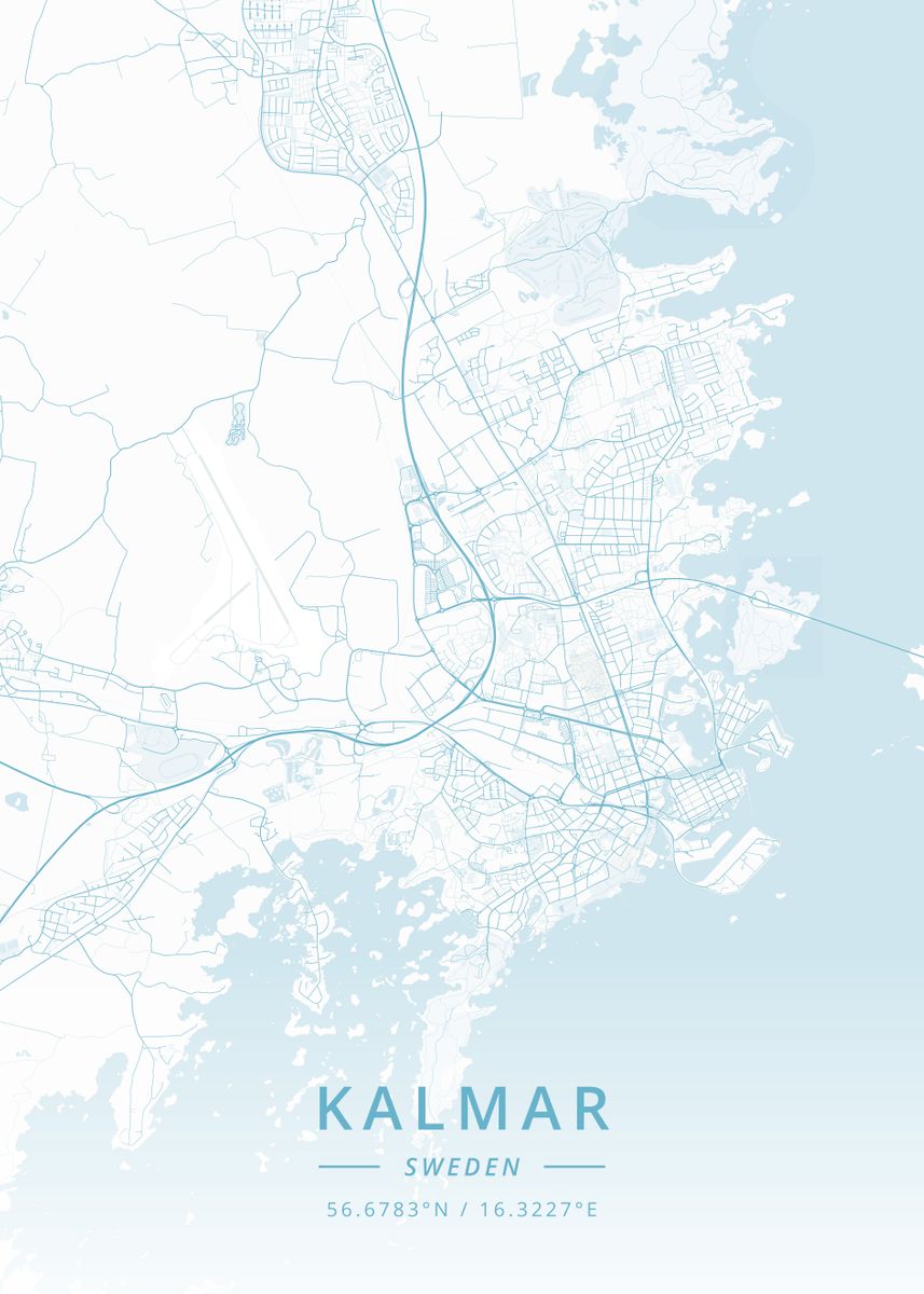 'Kalmar Sweden' Poster, picture, metal print, paint by Designer Map Art ...
