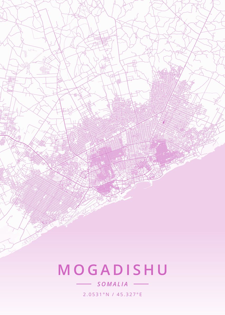 'Mogadishu Somalia' Poster, picture, metal print, paint by Designer Map ...