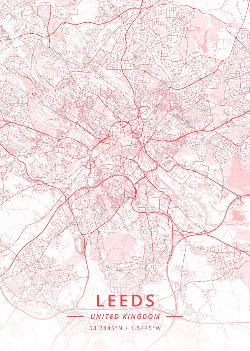 'Leeds United Kingdom' Poster by Designer Map Art | Displate