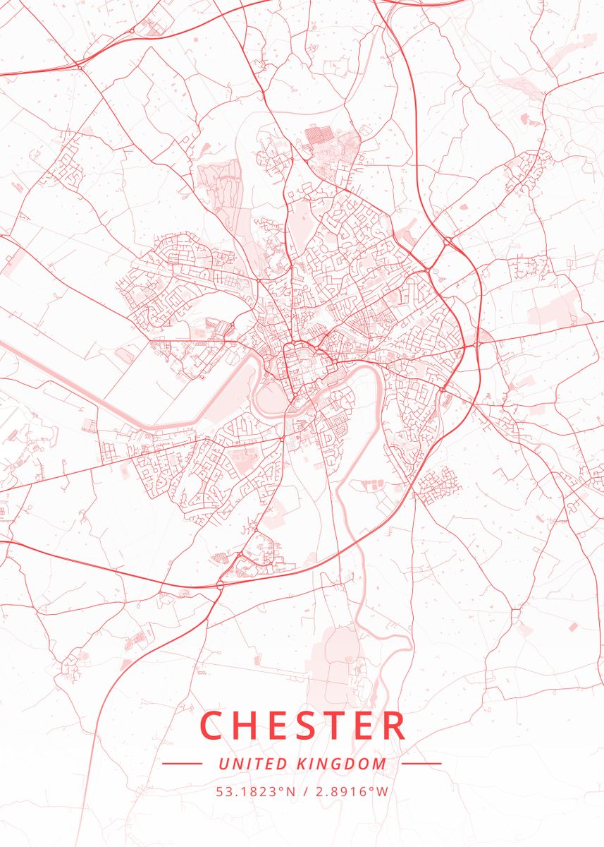 'Chester United Kingdom' Poster, picture, metal print, paint by ...