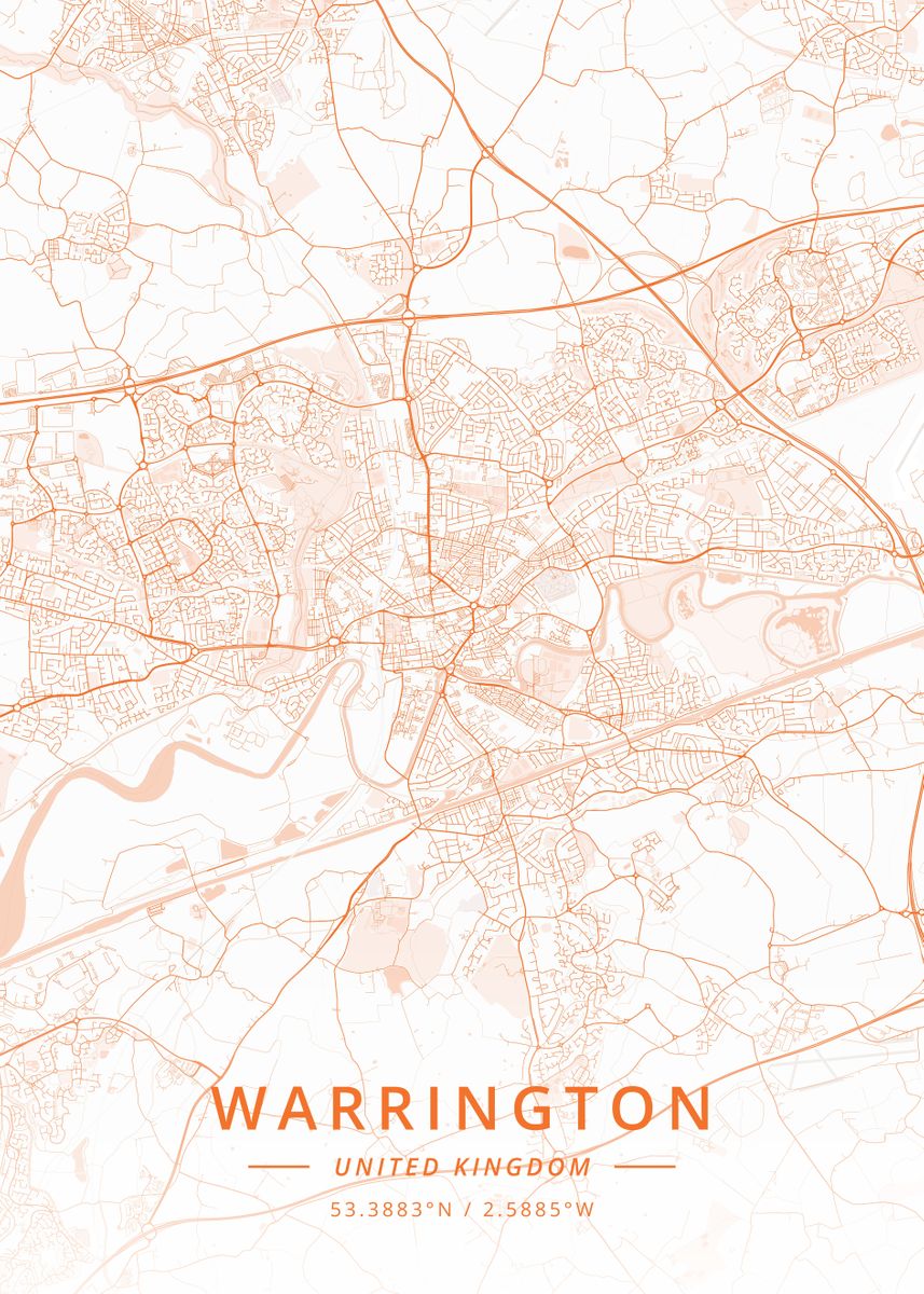 'Warrington United Kingdom' Poster by Designer Map Art | Displate