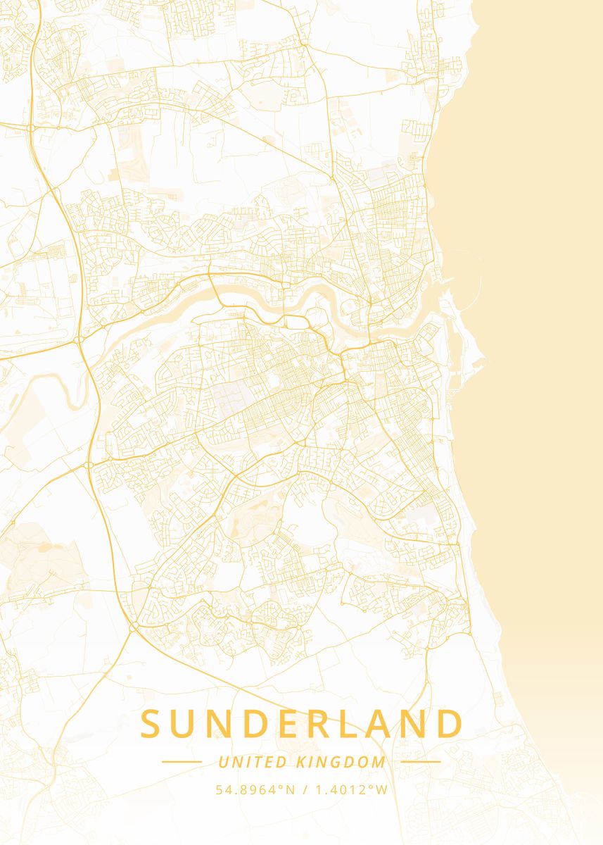 'Sunderland United Kingdom' Poster by Designer Map Art | Displate