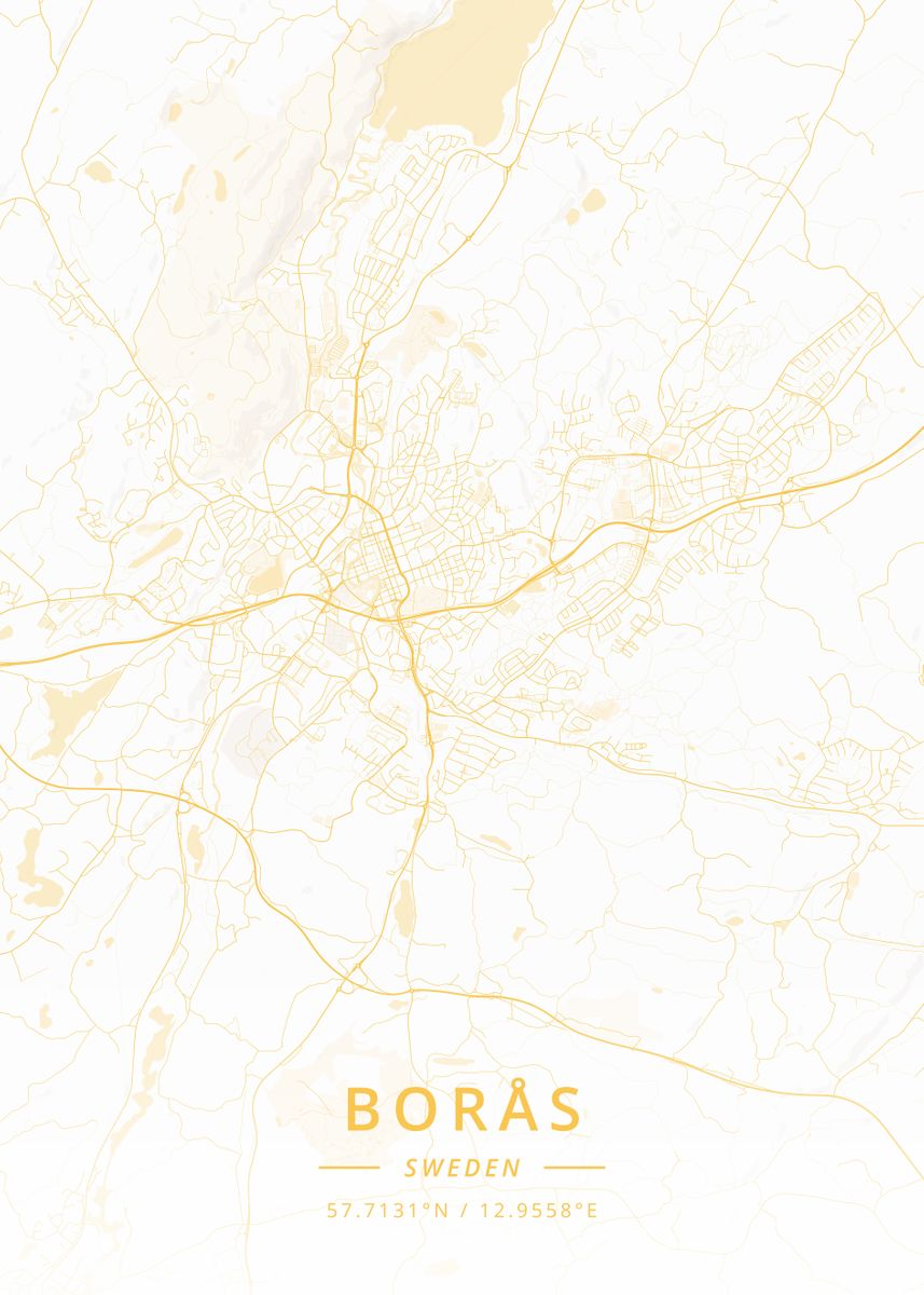'Boras Sweden' Poster, picture, metal print, paint by Designer Map Art ...