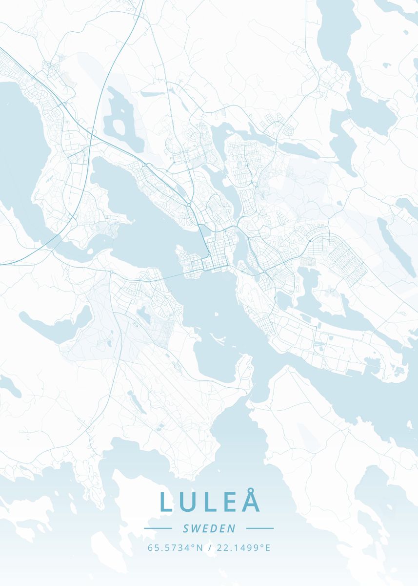 'Lulea Sweden' Poster, picture, metal print, paint by Designer Map Art ...