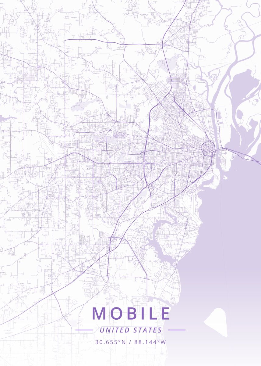 'Mobile United States' Poster by Designer Map Art | Displate