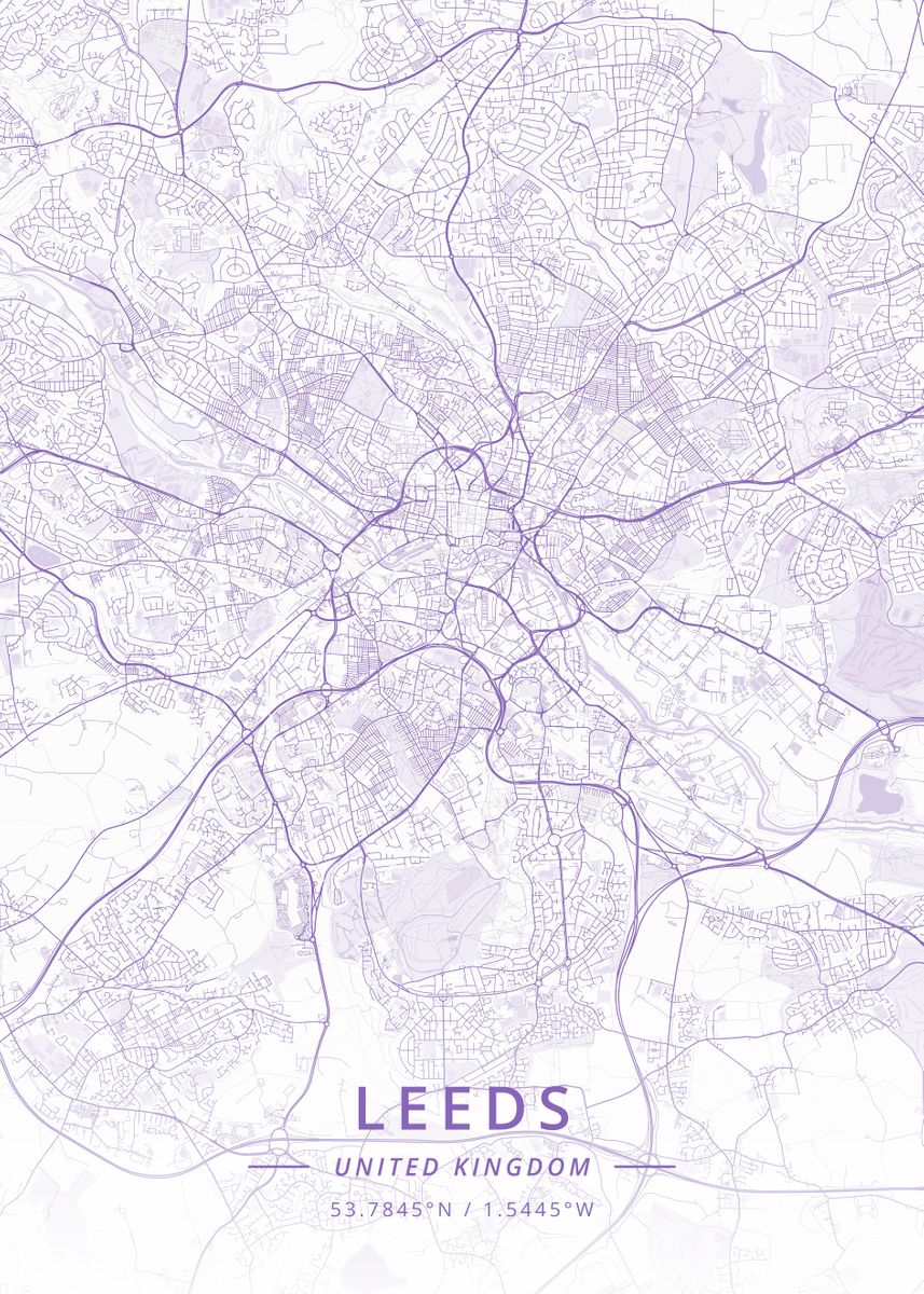 'Leeds United Kingdom' Poster by Designer Map Art | Displate
