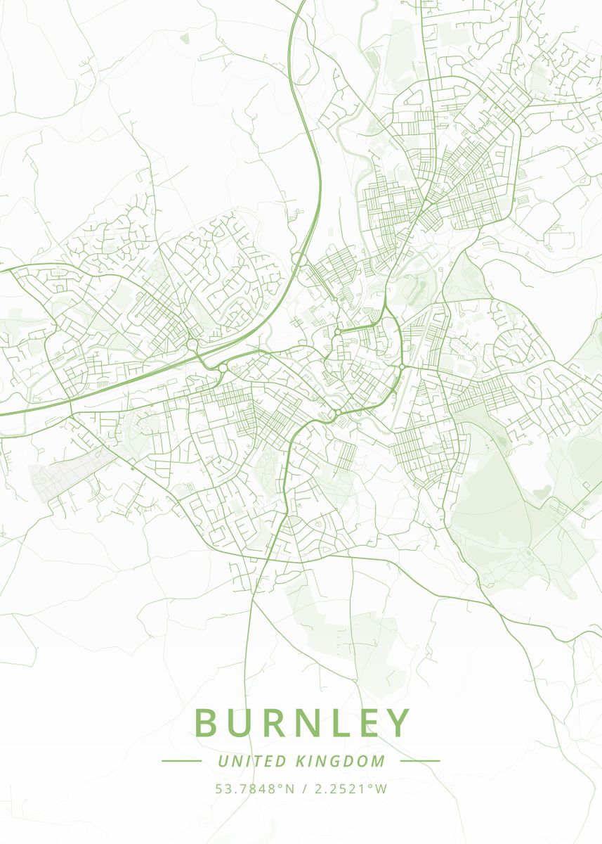 'Burnley United Kingdom' Poster by Designer Map Art | Displate