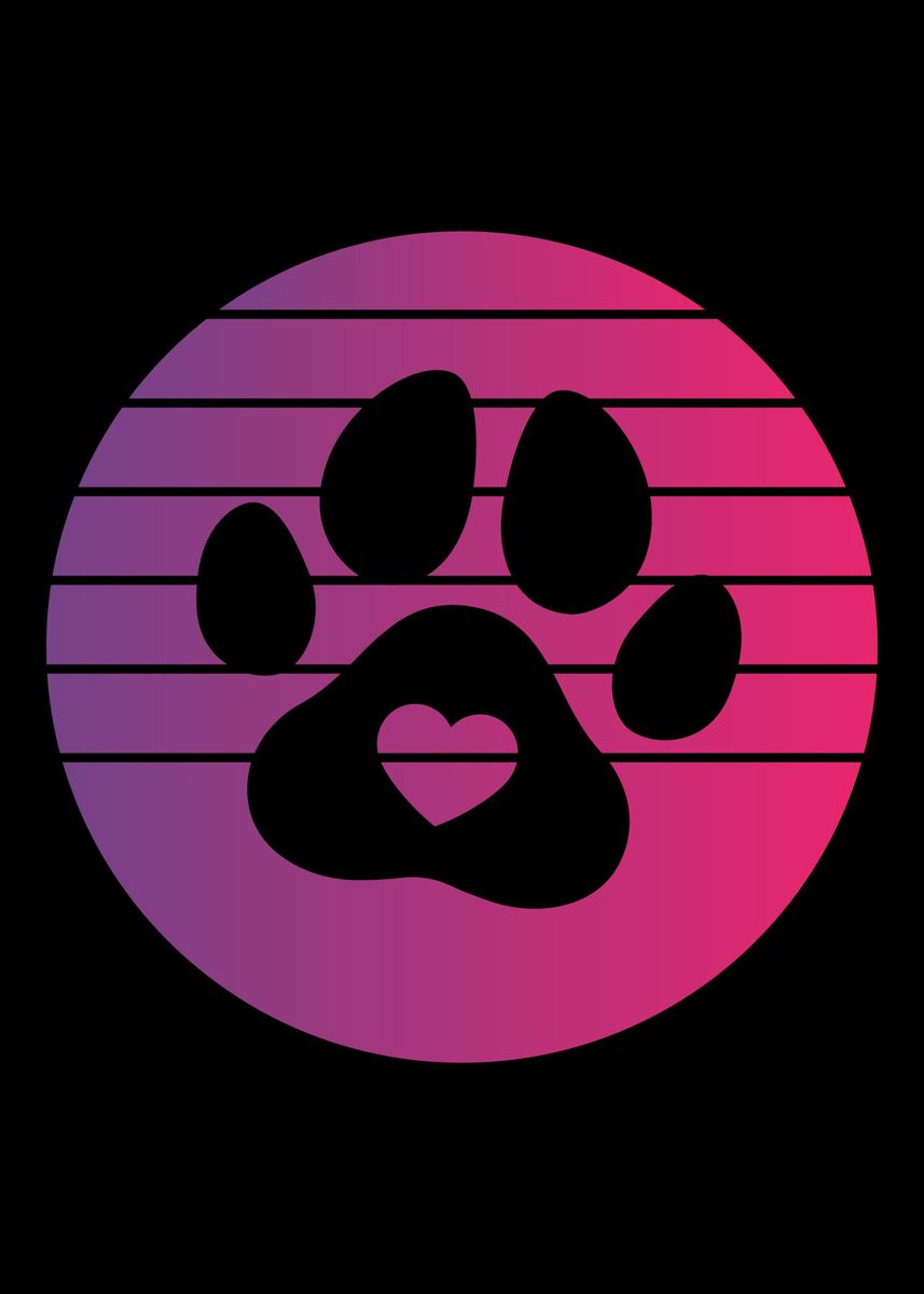 'Dog Paw Retro Vintage' Poster, picture, metal print, paint by ...