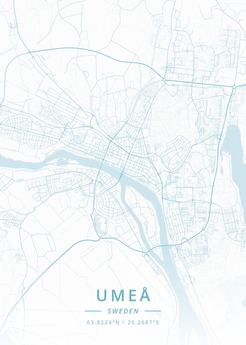 'Umea Sweden' Poster, picture, metal print, paint by Designer Map Art ...