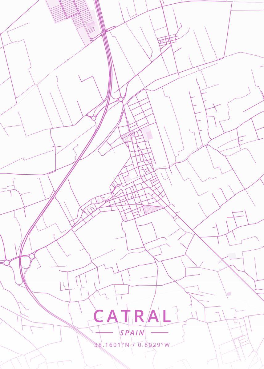 'Catral Spain' Poster, picture, metal print, paint by Designer Map Art ...