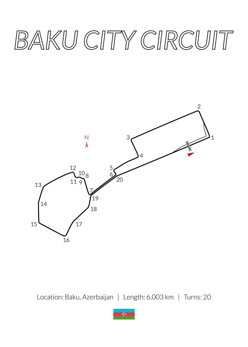 'Baku City Circuit' Poster by dkDesign | Displate