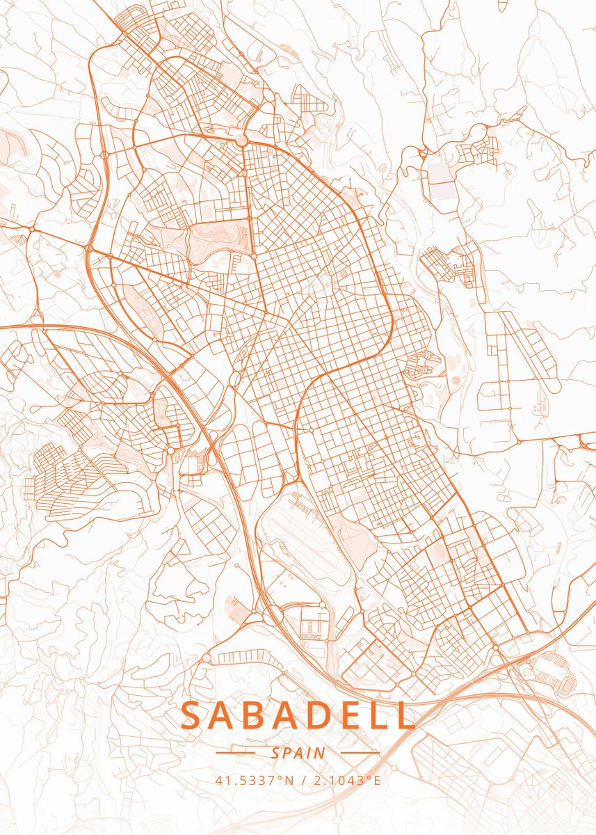 'Sabadell Spain' Poster, picture, metal print, paint by Designer Map ...