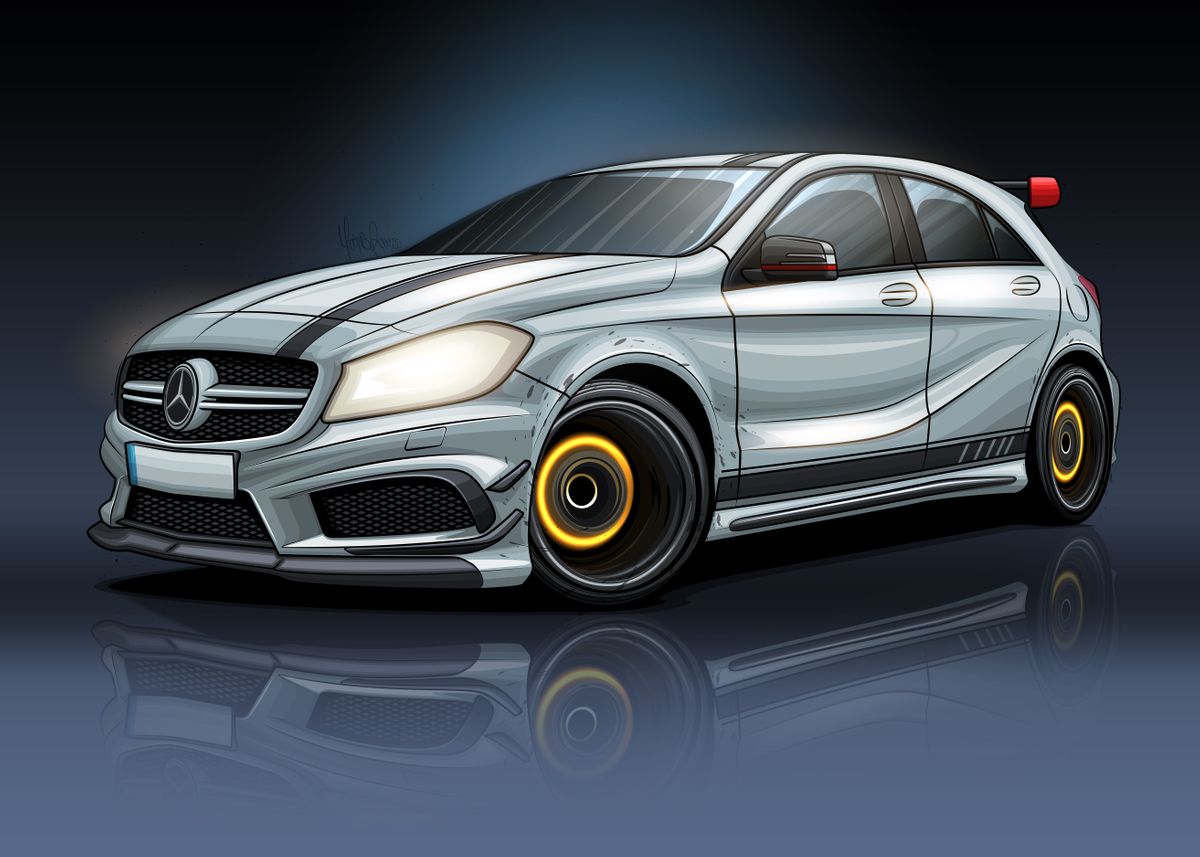 'Merc A45 AMG Artwork' Poster by Mário Ramos Art | Displate