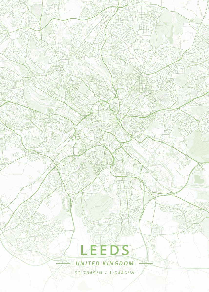 'Leeds United Kingdom' Poster by Designer Map Art | Displate