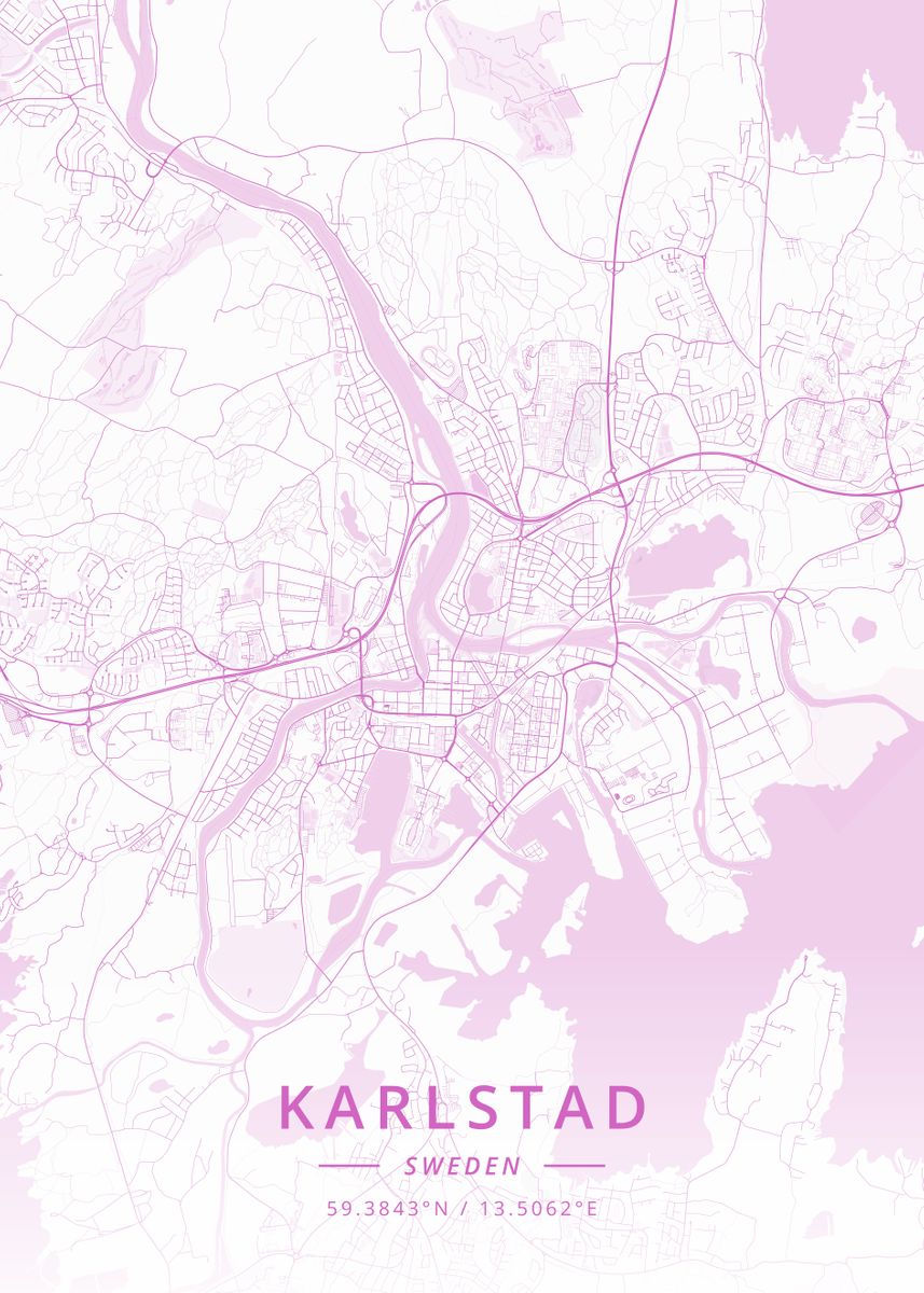 'Karlstad Sweden' Poster, picture, metal print, paint by Designer Map ...