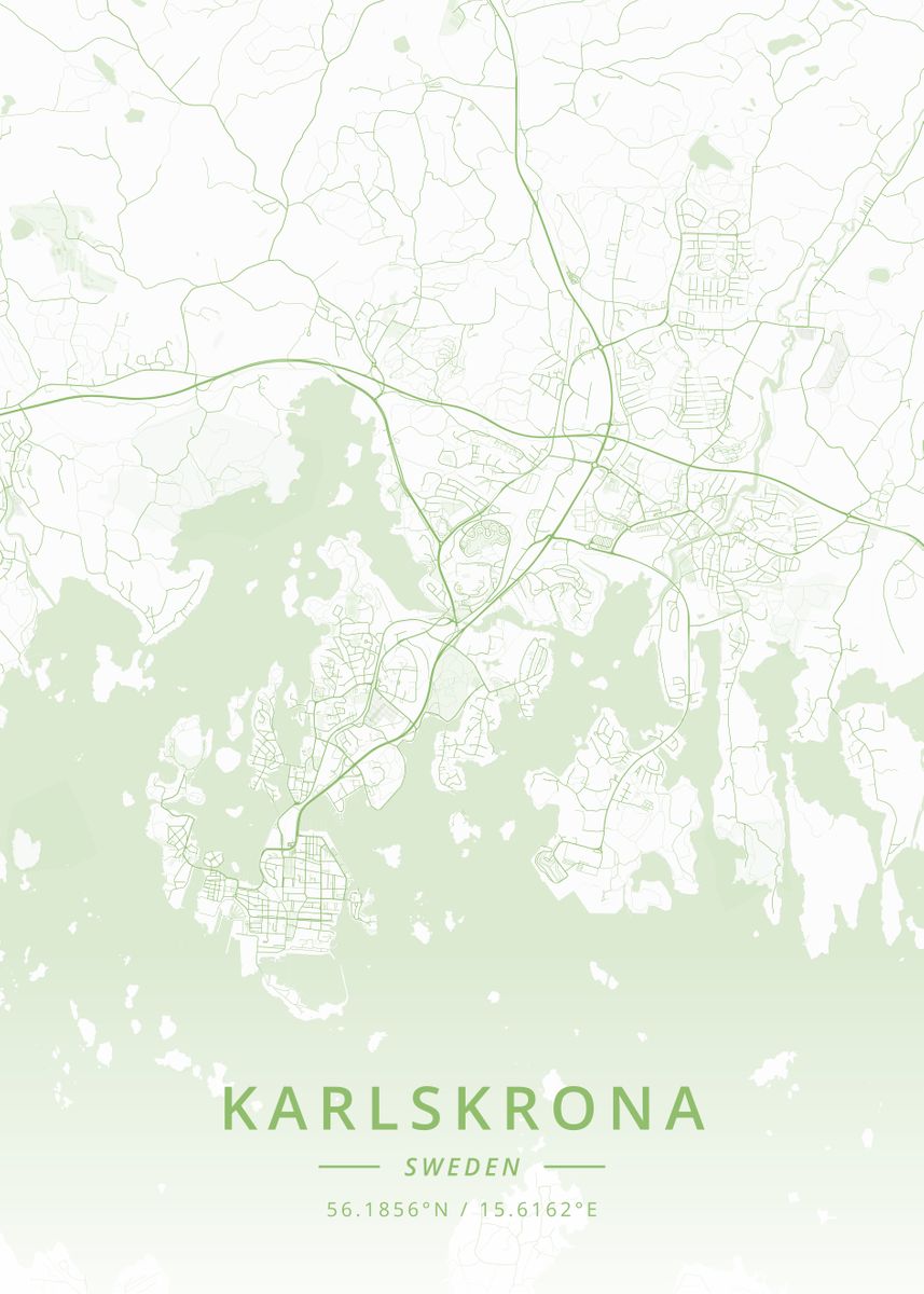 'Karlskrona Sweden' Poster, picture, metal print, paint by Designer Map ...