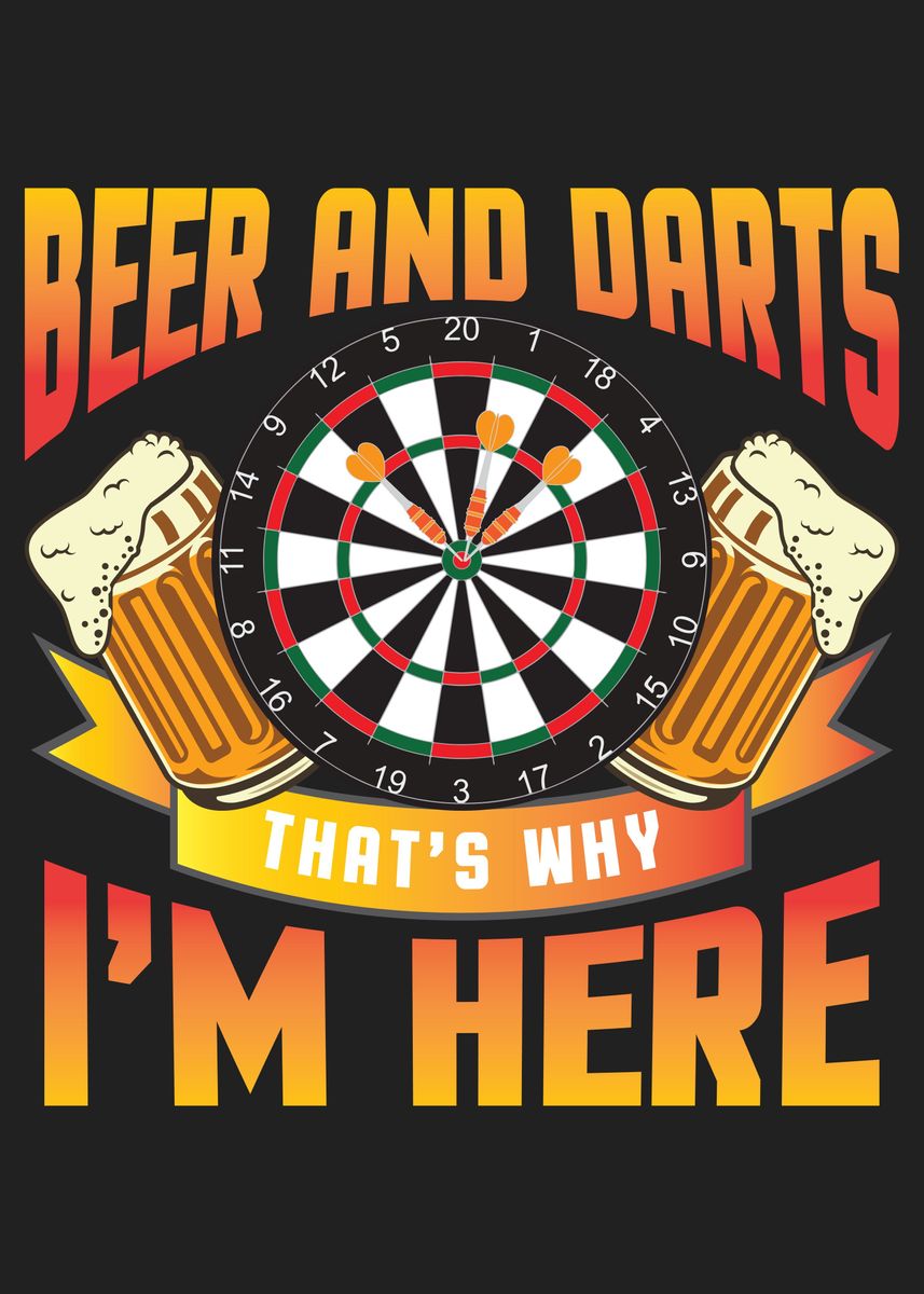 'Darts and Beer' Poster, picture, metal print, paint by maxdesign ...