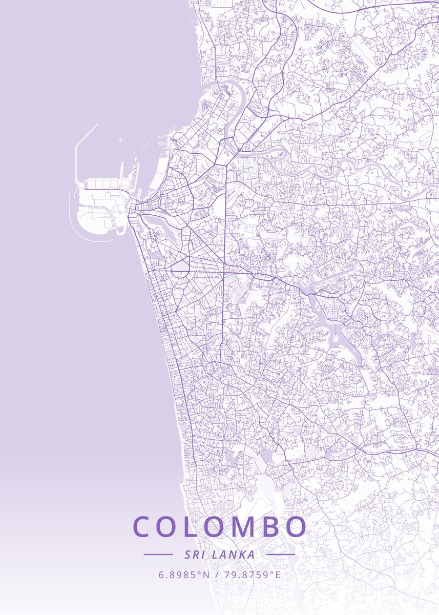 'Colombo Sri Lanka' Poster, picture, metal print, paint by Designer Map ...