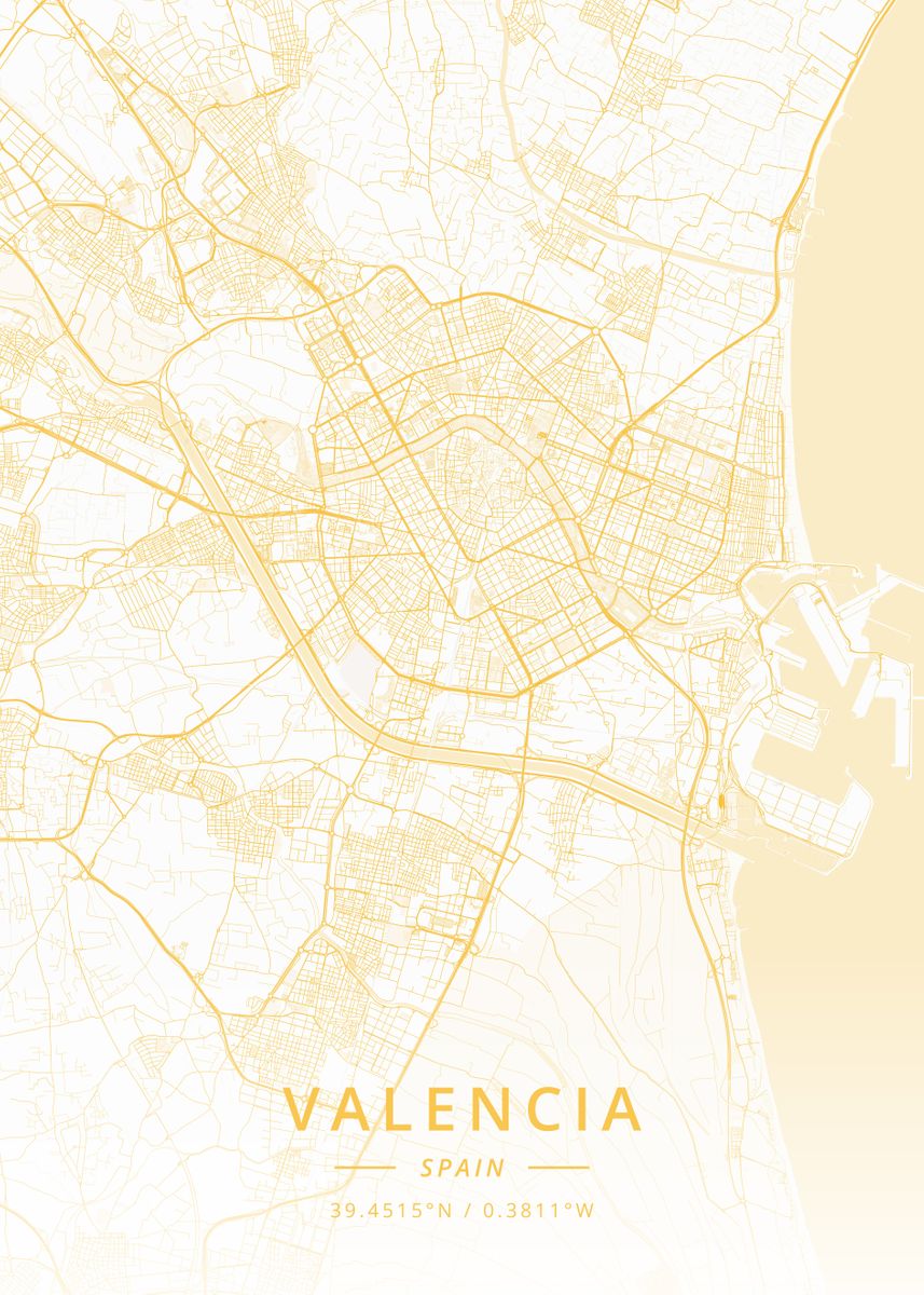 'Valencia Spain' Poster by Designer Map Art | Displate