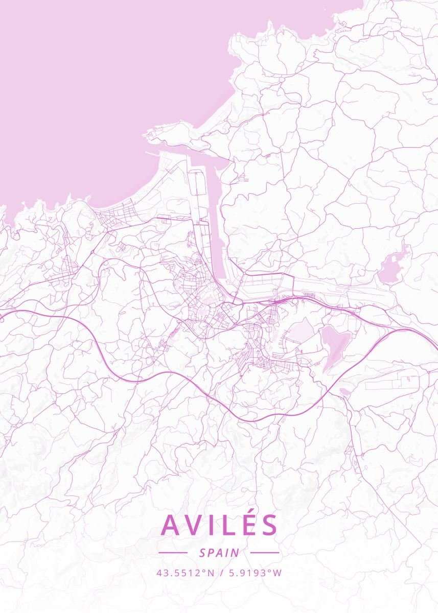 'Aviles Spain' Poster by Designer Map Art | Displate
