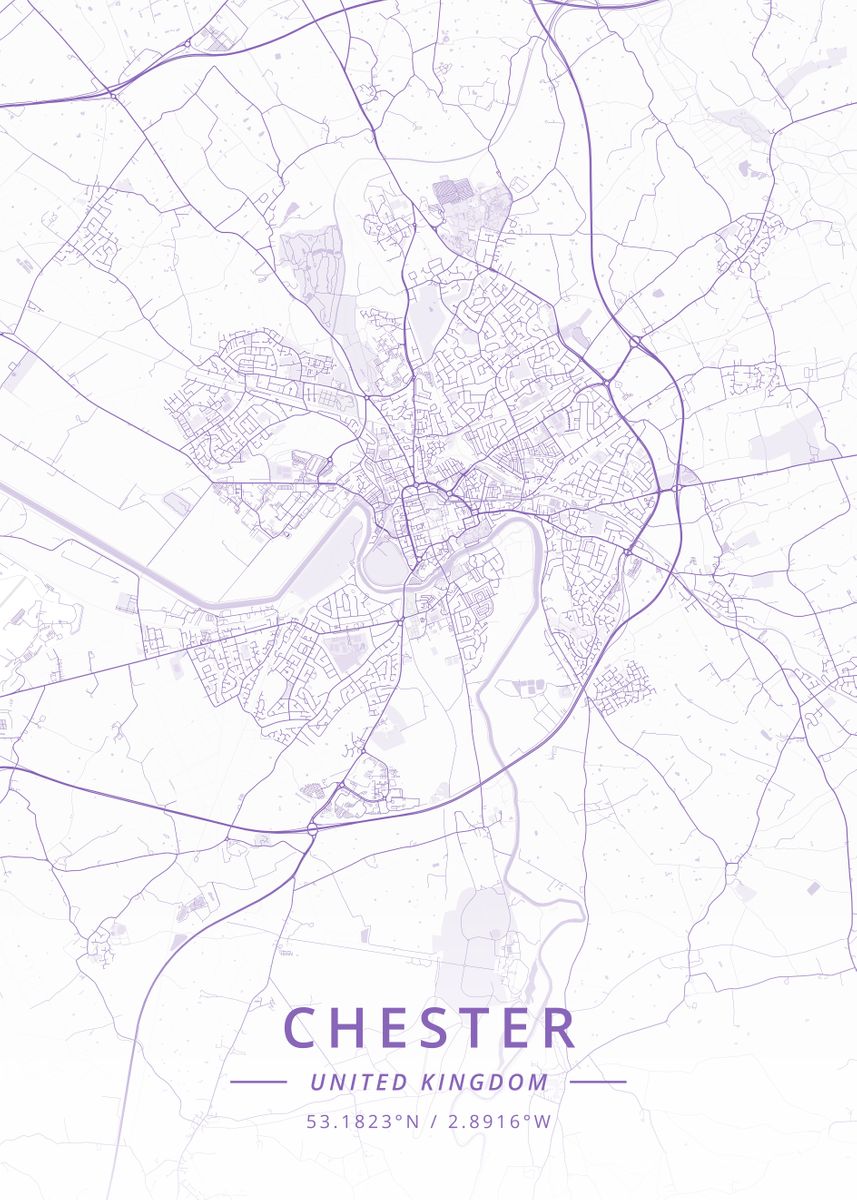 'Chester United Kingdom' Poster, picture, metal print, paint by ...