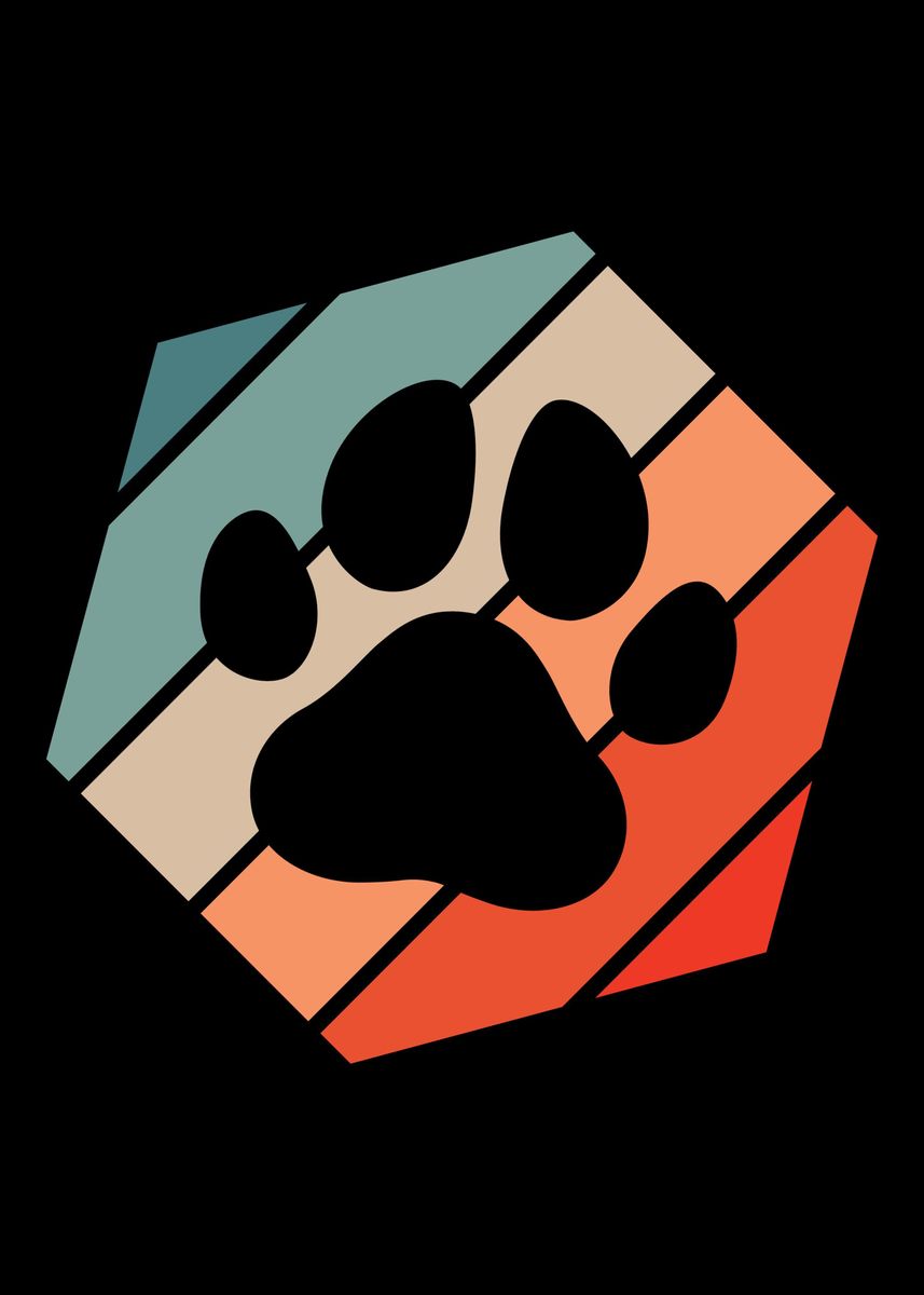 'Dog Paw Retro Vintage' Poster, picture, metal print, paint by ...