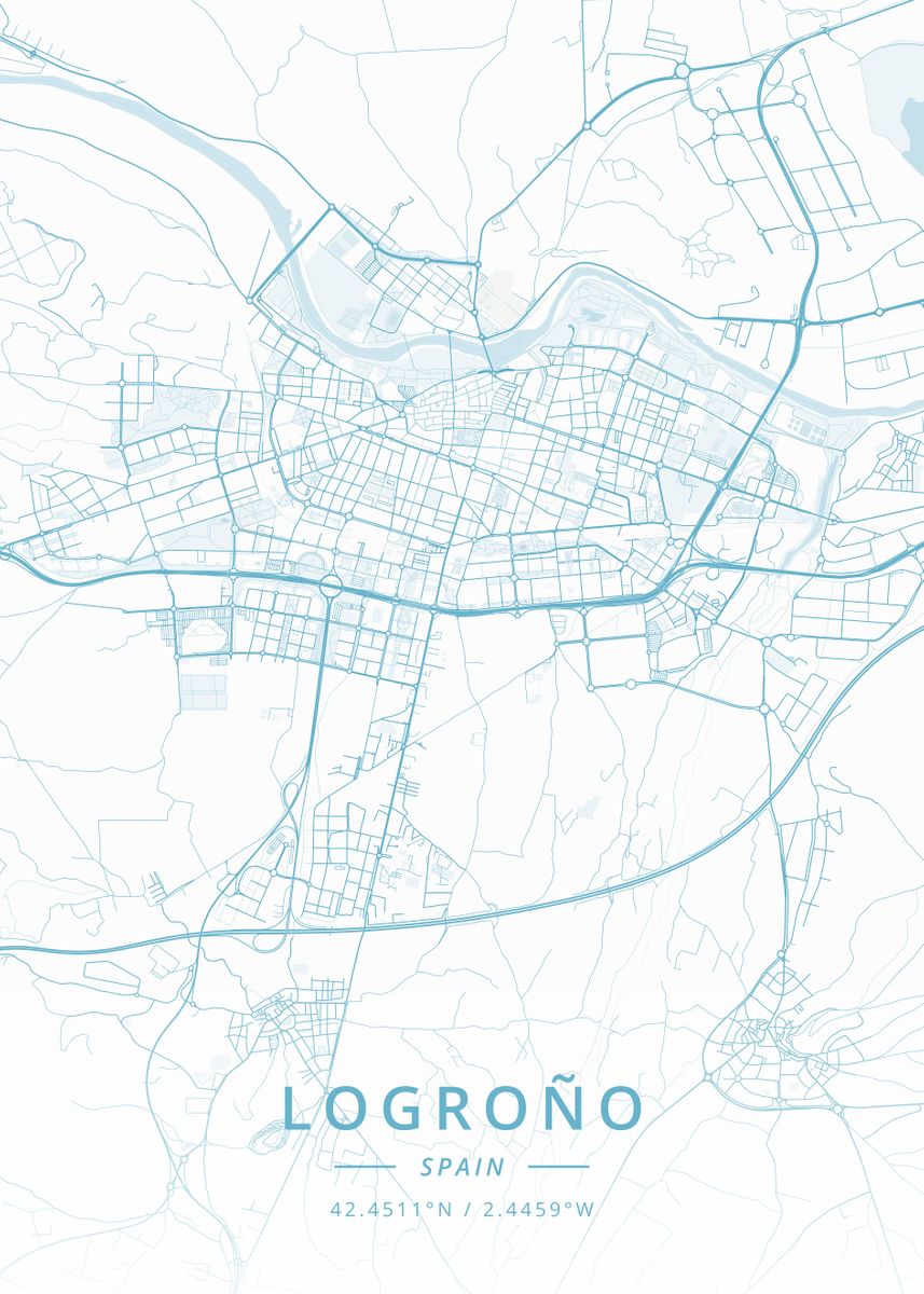 'Logrono Spain' Poster, picture, metal print, paint by Designer Map Art ...