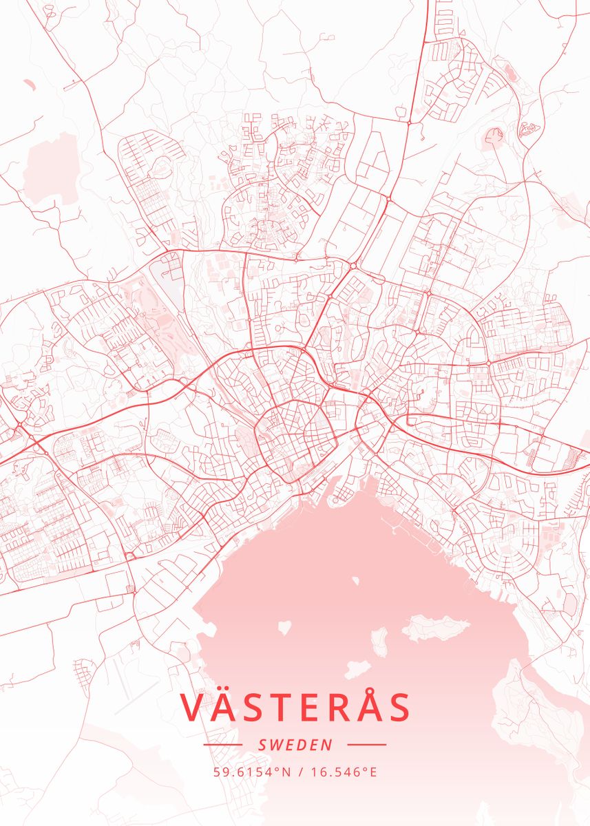 'Vasteras Sweden' Poster, picture, metal print, paint by Designer Map ...