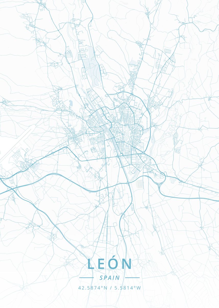 'Leon Spain' Poster, picture, metal print, paint by Designer Map Art ...