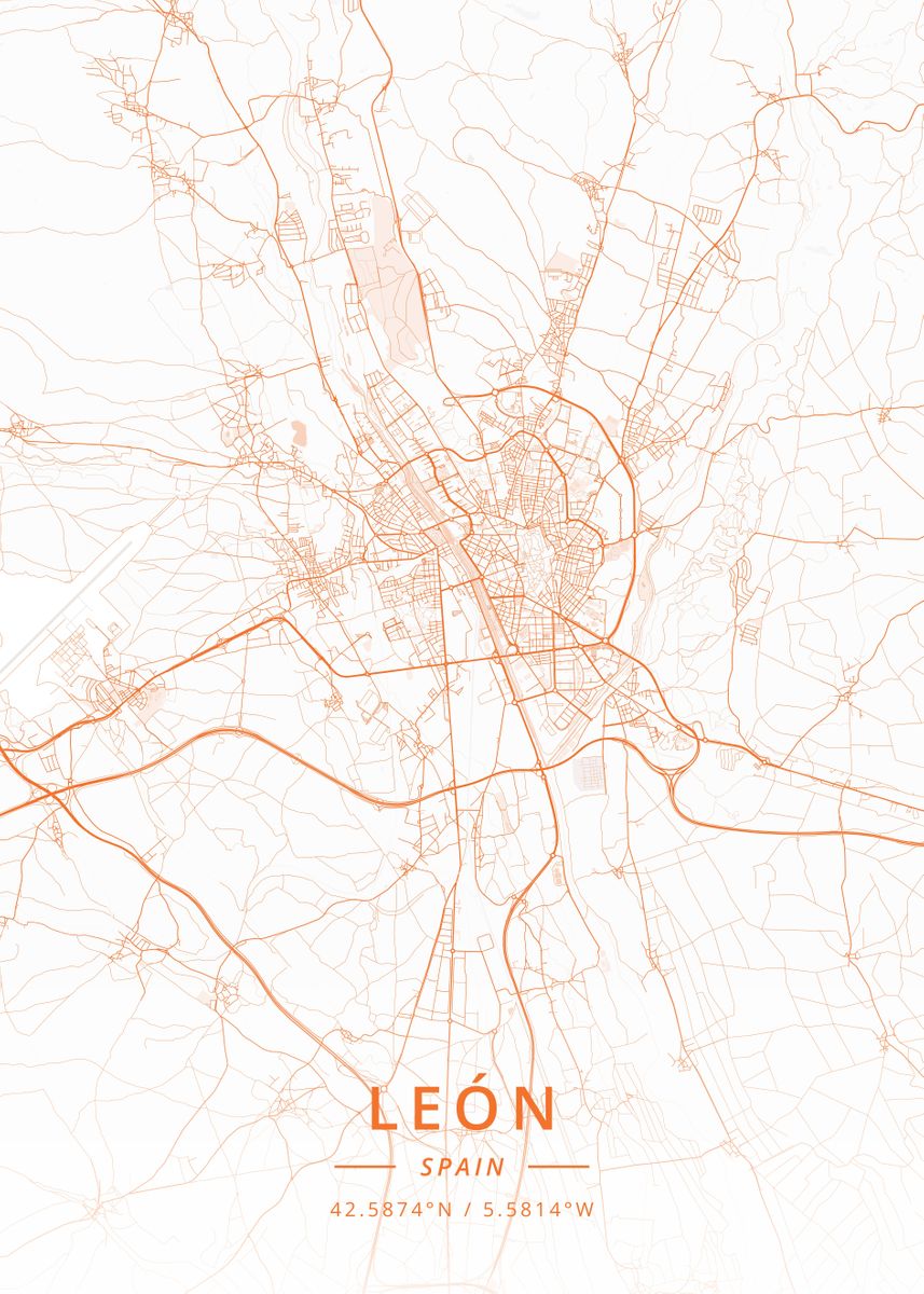 'Leon Spain' Poster, picture, metal print, paint by Designer Map Art ...