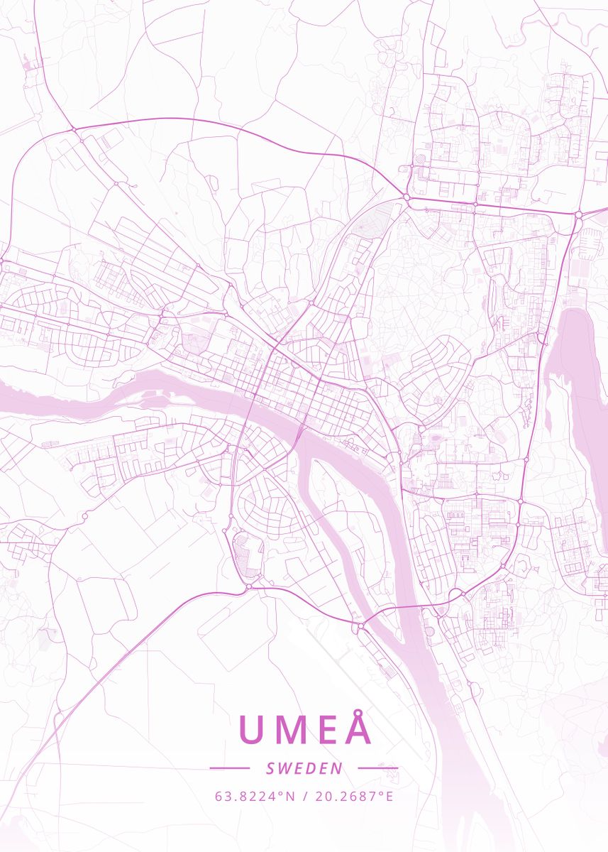 'Umea Sweden' Poster, picture, metal print, paint by Designer Map Art ...