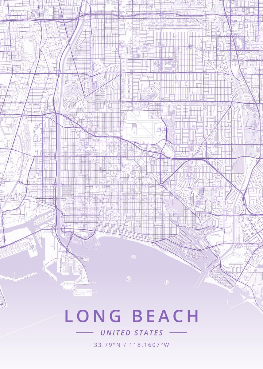 'Long Beach United States' Poster, picture, metal print, paint by ...