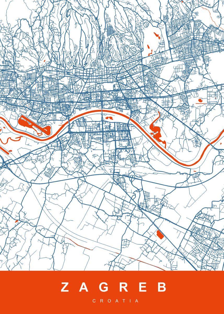 'ZAGREB City Map CROATIA' Poster by UrbanMaps | Displate
