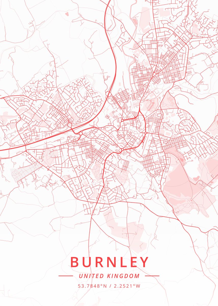 'Burnley United Kingdom' Poster by Designer Map Art | Displate