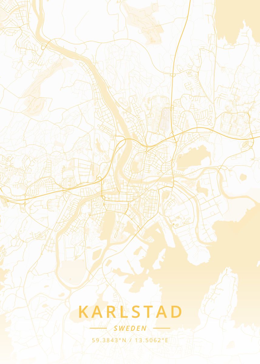 'Karlstad Sweden' Poster, picture, metal print, paint by Designer Map ...