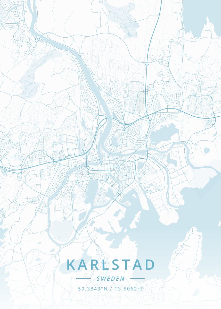 'Karlstad Sweden' Poster, picture, metal print, paint by Designer Map ...