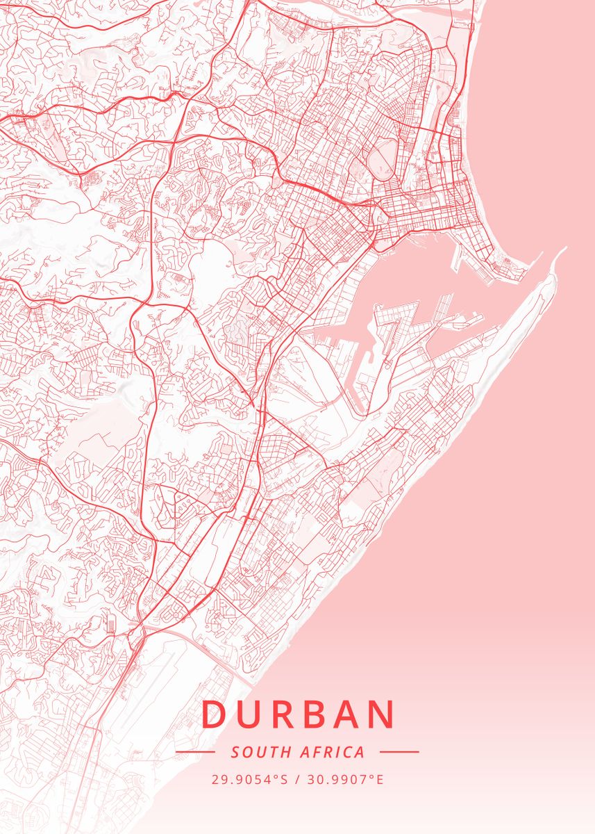 'Durban South Africa' Poster by Designer Map Art | Displate