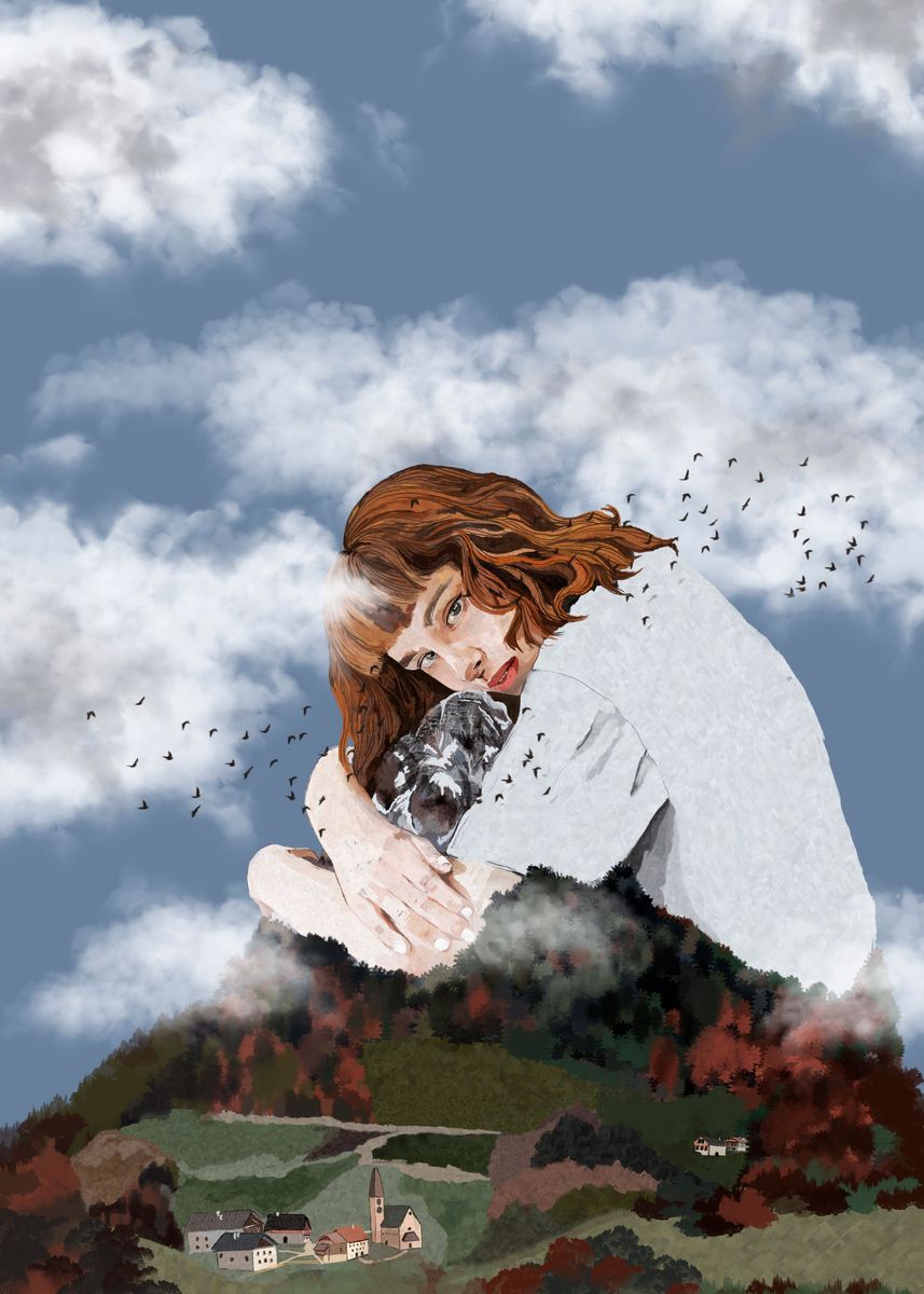 'The girl and the mountain' Poster by Elisa Roselli | Displate