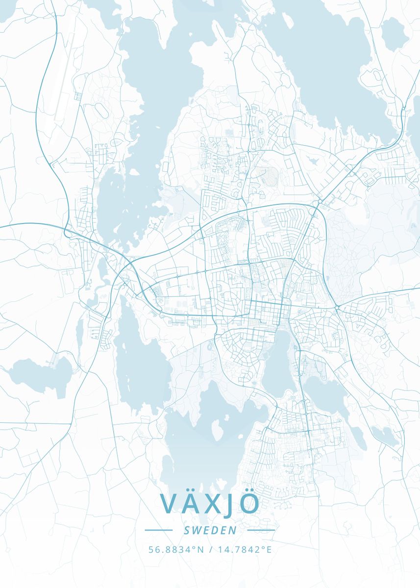 'Vaxjo Sweden' Poster by Designer Map Art | Displate