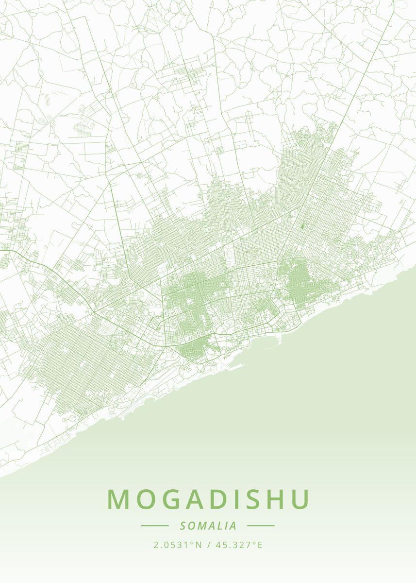 'Mogadishu Somalia' Poster, picture, metal print, paint by Designer Map ...