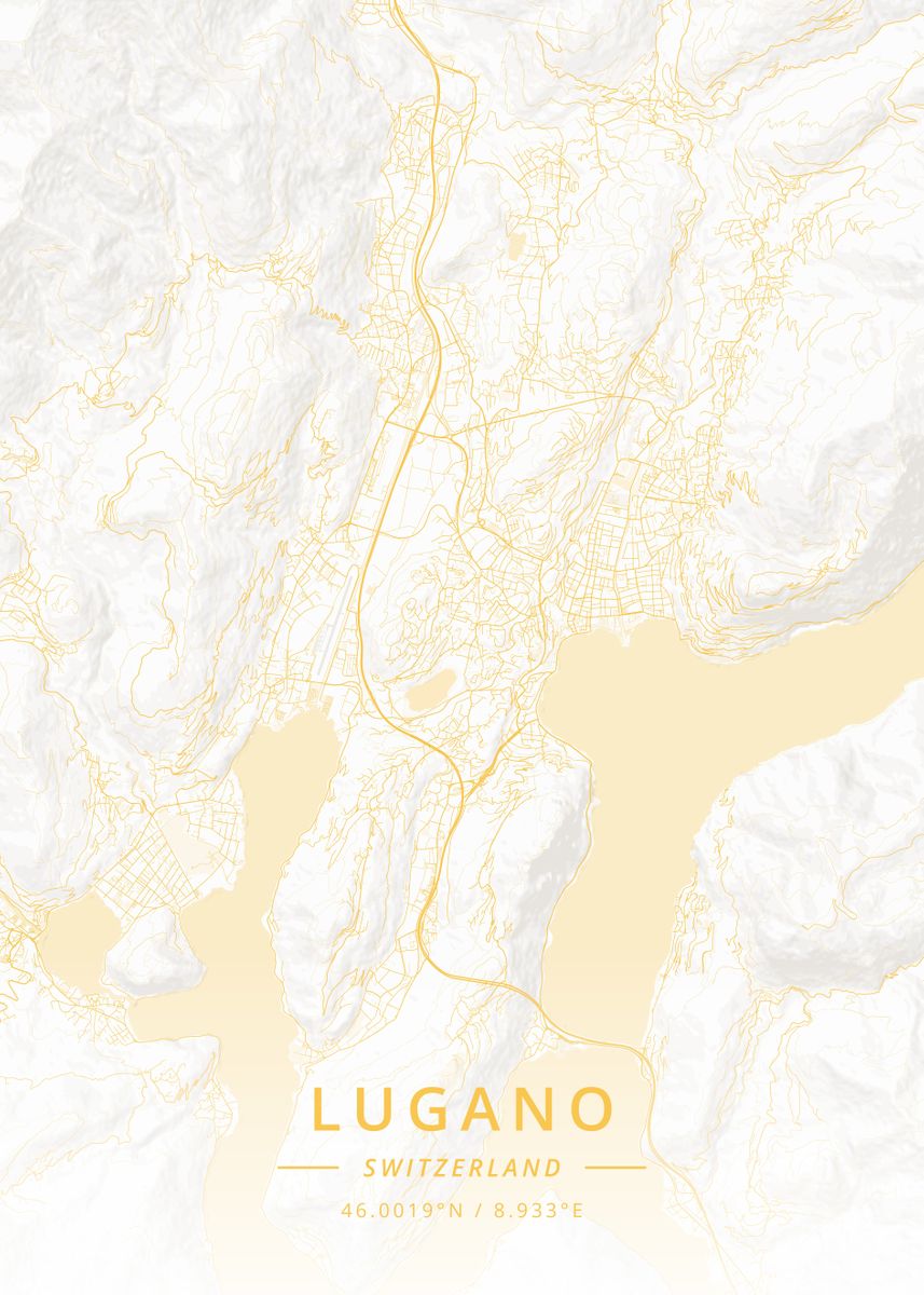 'Lugano Switzerland' Poster by Designer Map Art | Displate