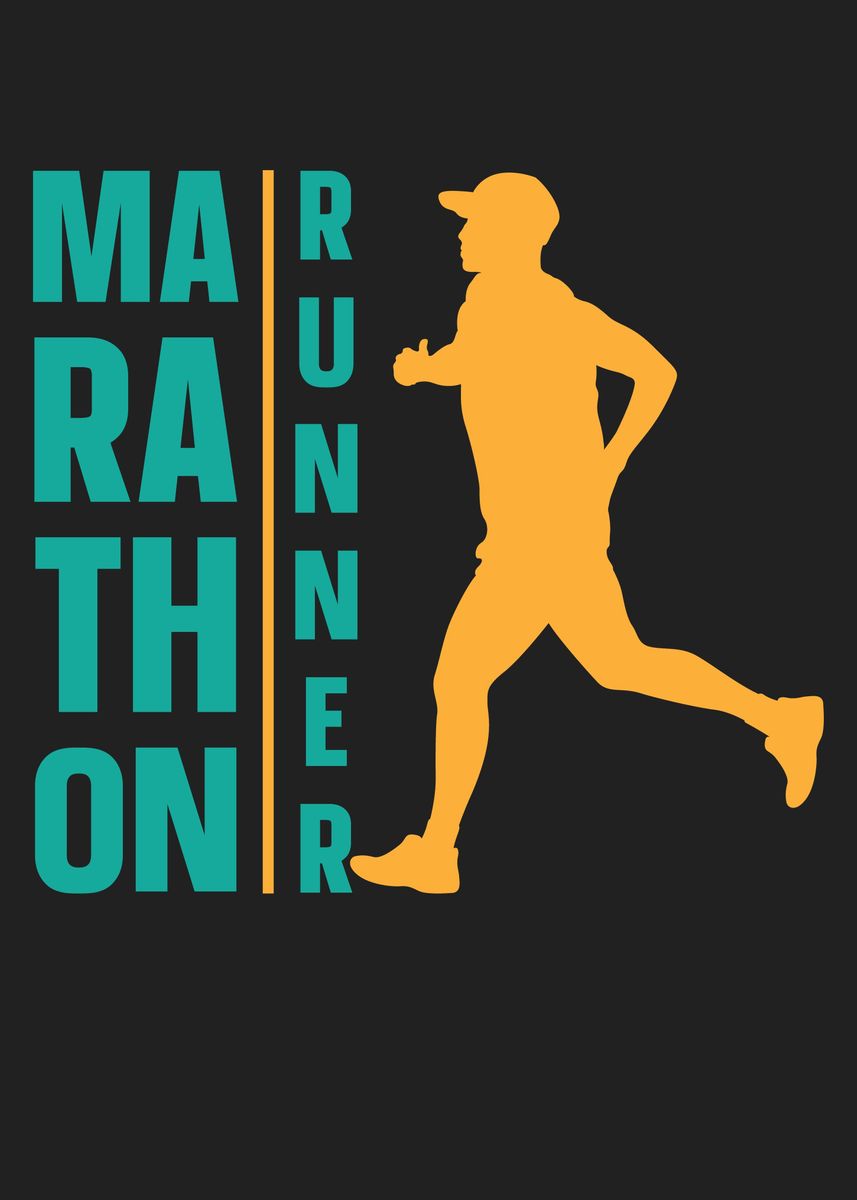 'Marathon Runner' Poster, picture, metal print, paint by maxdesign ...