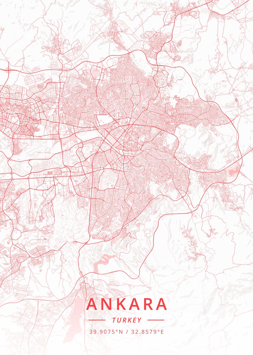 'Ankara Turkey' Poster, picture, metal print, paint by Designer Map Art ...
