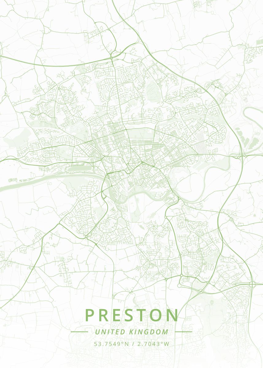 'Preston United Kingdom' Poster, picture, metal print, paint by ...