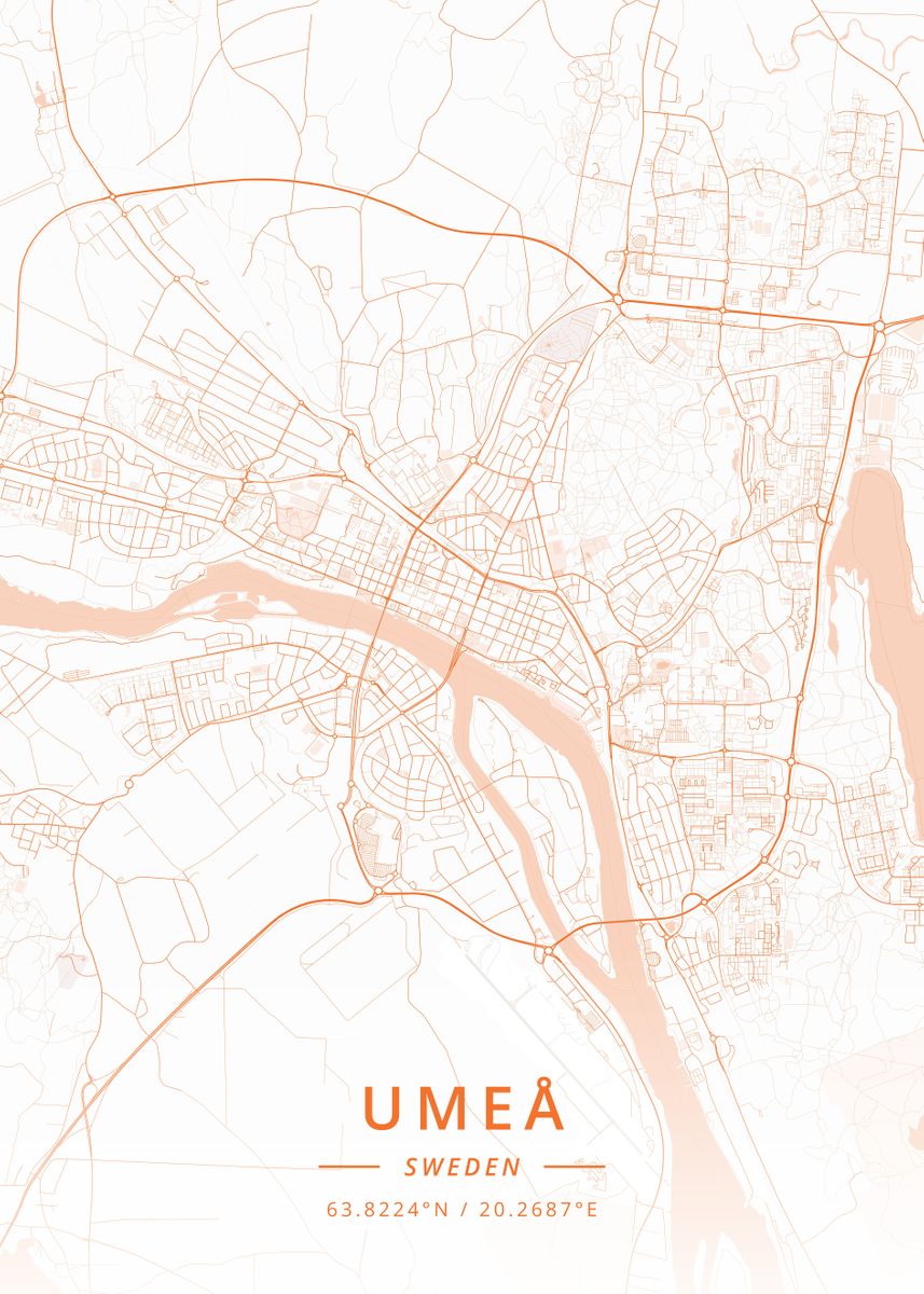 'Umea Sweden' Poster, picture, metal print, paint by Designer Map Art ...