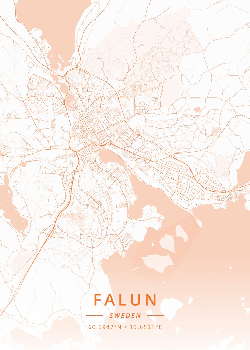 'Falun Sweden' Poster, picture, metal print, paint by Designer Map Art ...